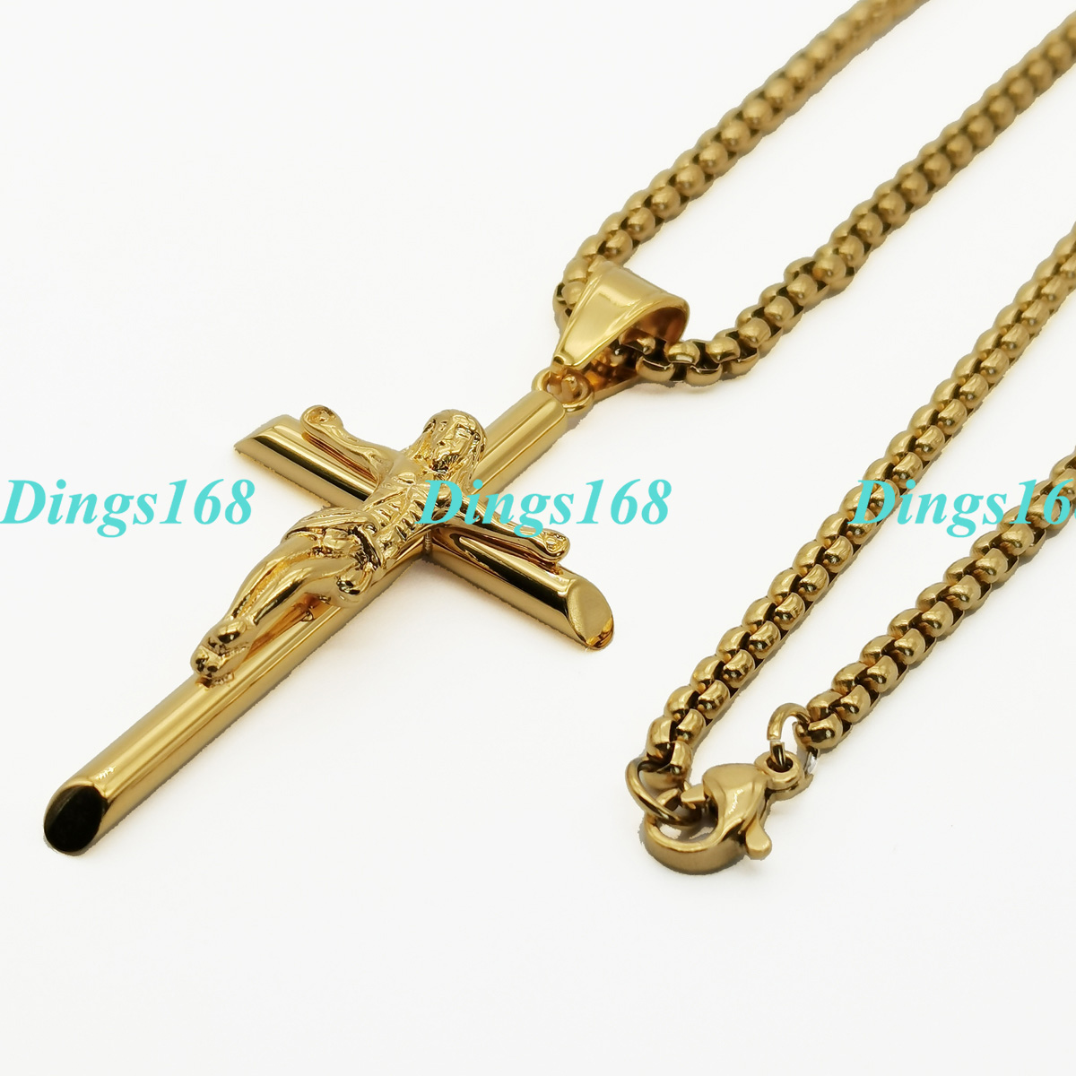 18K Gold Filled Tarnish-Resist Jesus Crucifix Cross Pendant Necklace ...