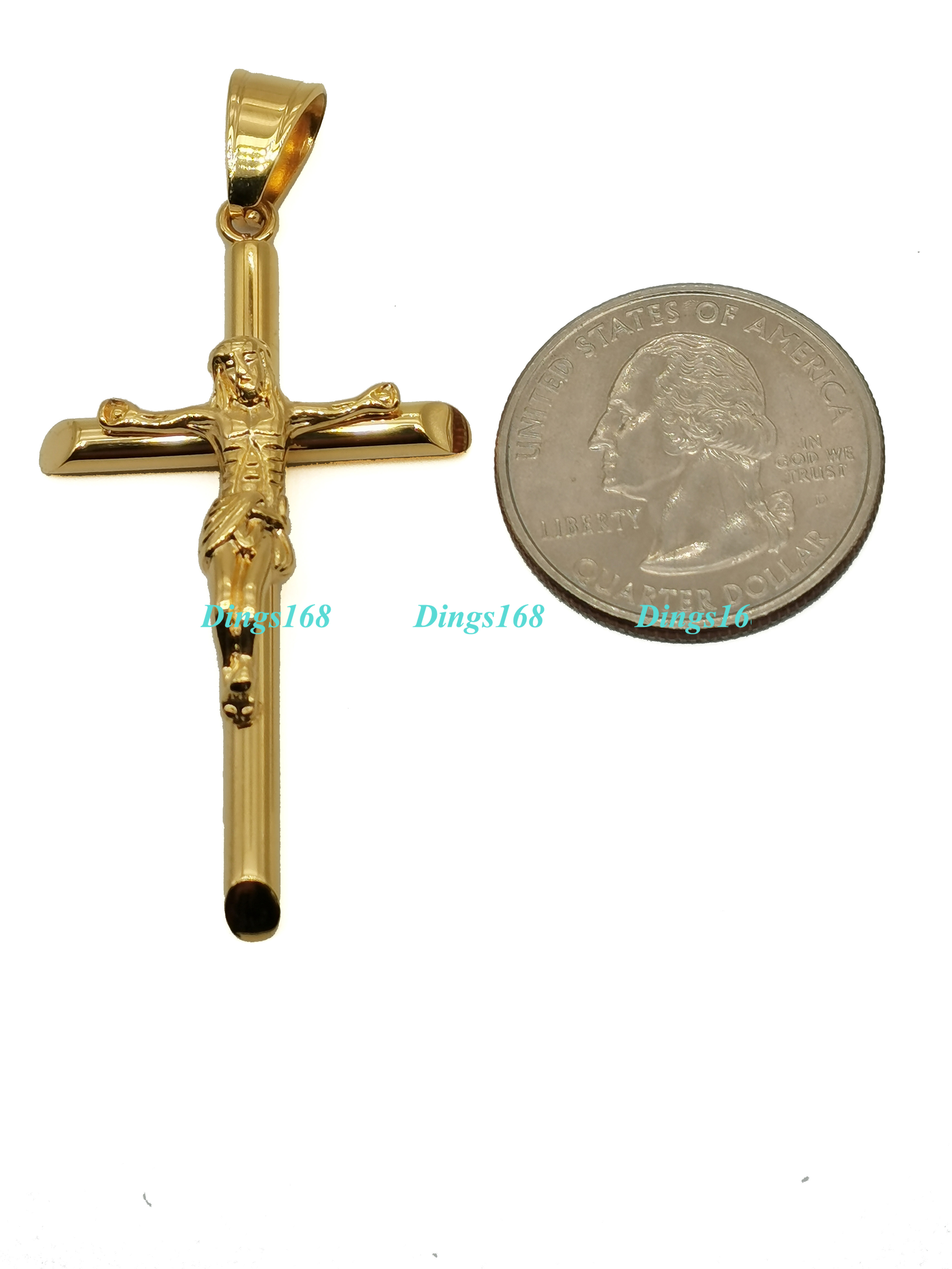 18K Gold Filled Tarnish-Resist Jesus Crucifix Cross Pendant Necklace ...